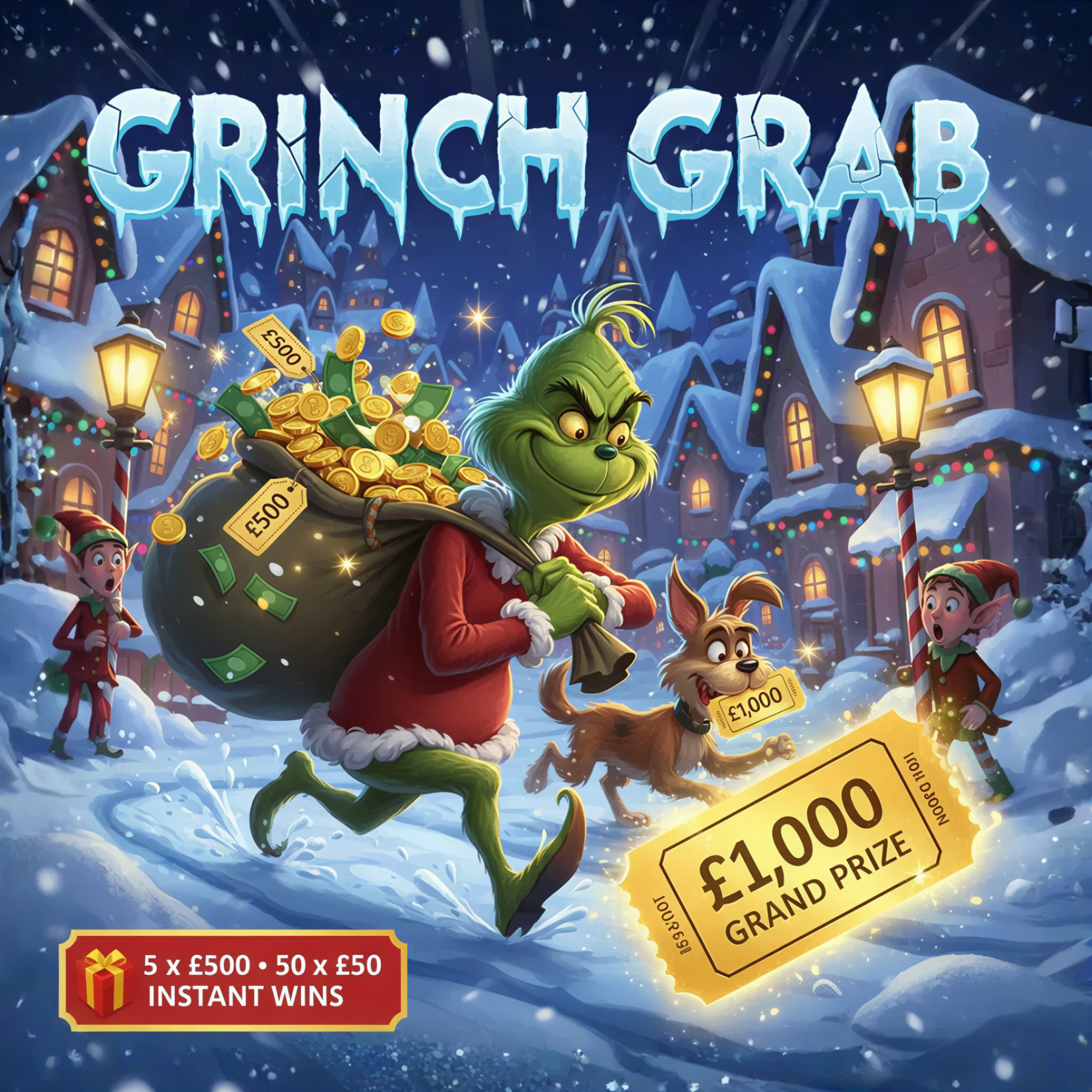 GRINCH GRAB instant wins £1000 END PRIZE – Kernow Raffles Ltd